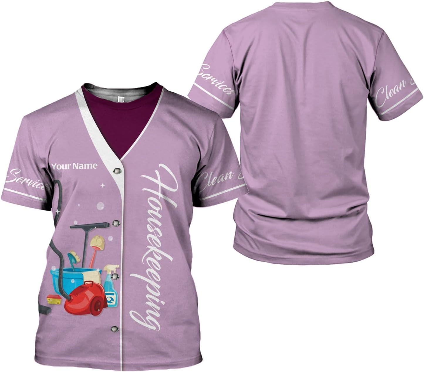 Personalized Housekeeping Shirts, Custom Cleaning Uniforms for Women 3D ...