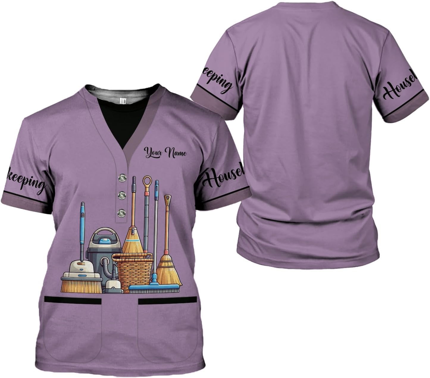 Personalized Housekeeping Shirts, Custom Cleaning Uniforms for Women 3D ...