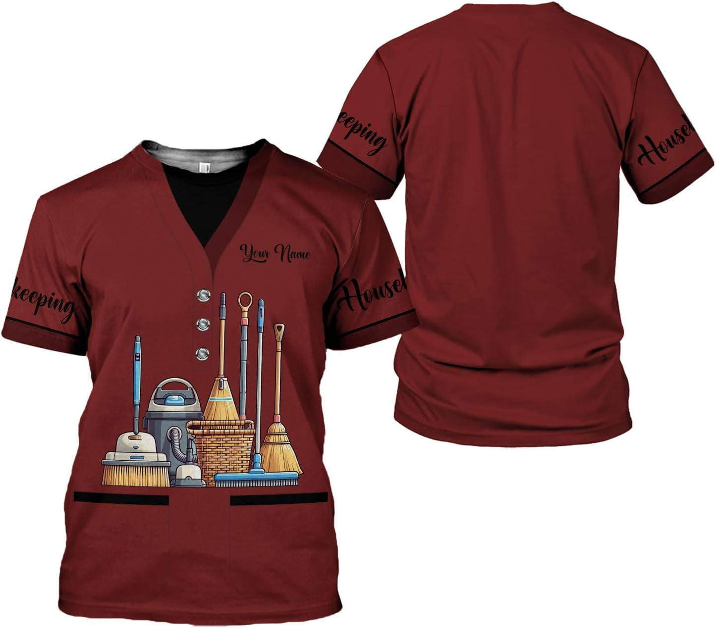 Personalized Housekeeping Shirts, Custom Cleaning Uniforms for Women 3D ...