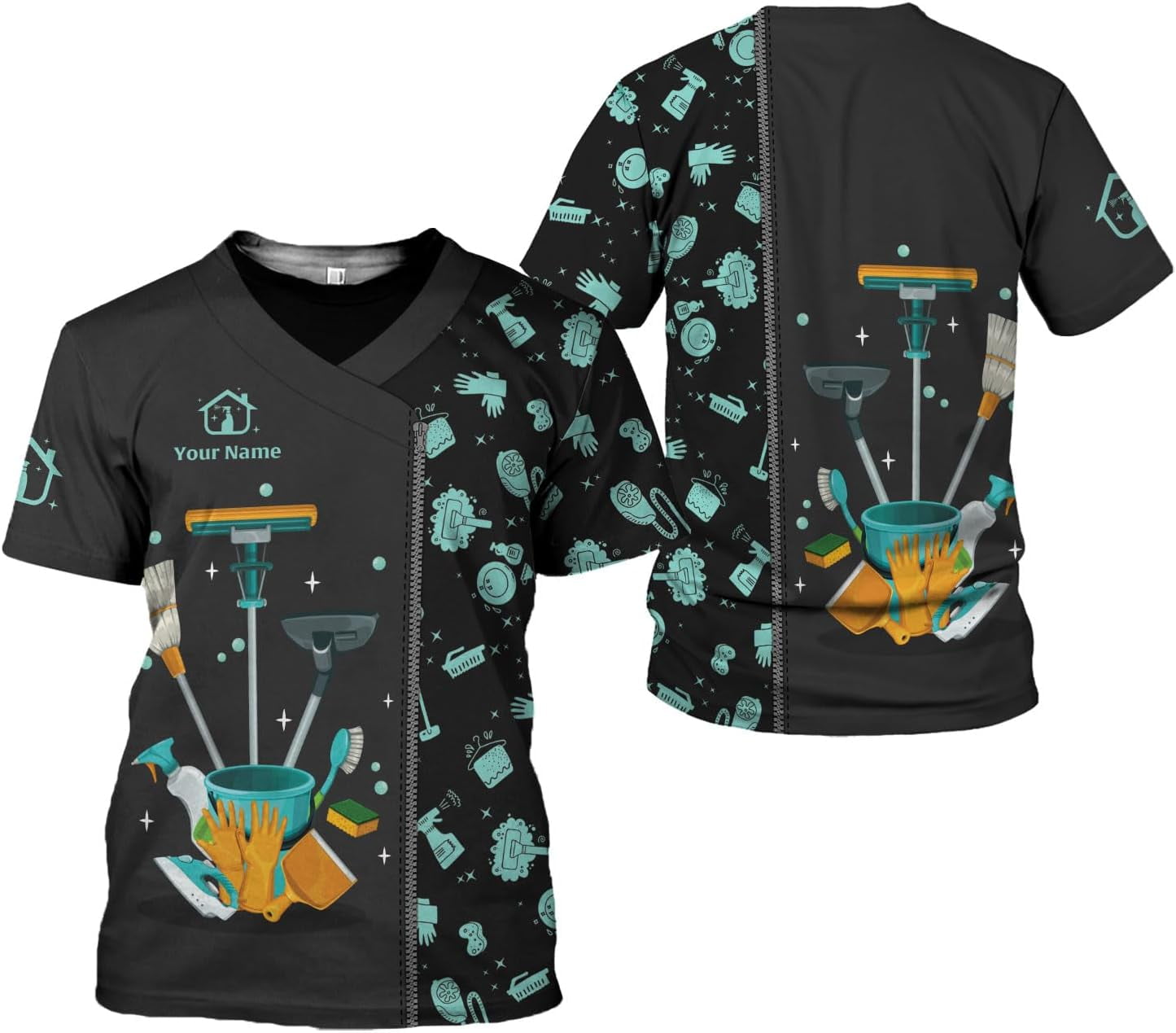 Personalized Housekeeping Shirts, Custom Cleaning Uniforms for Women 3D ...