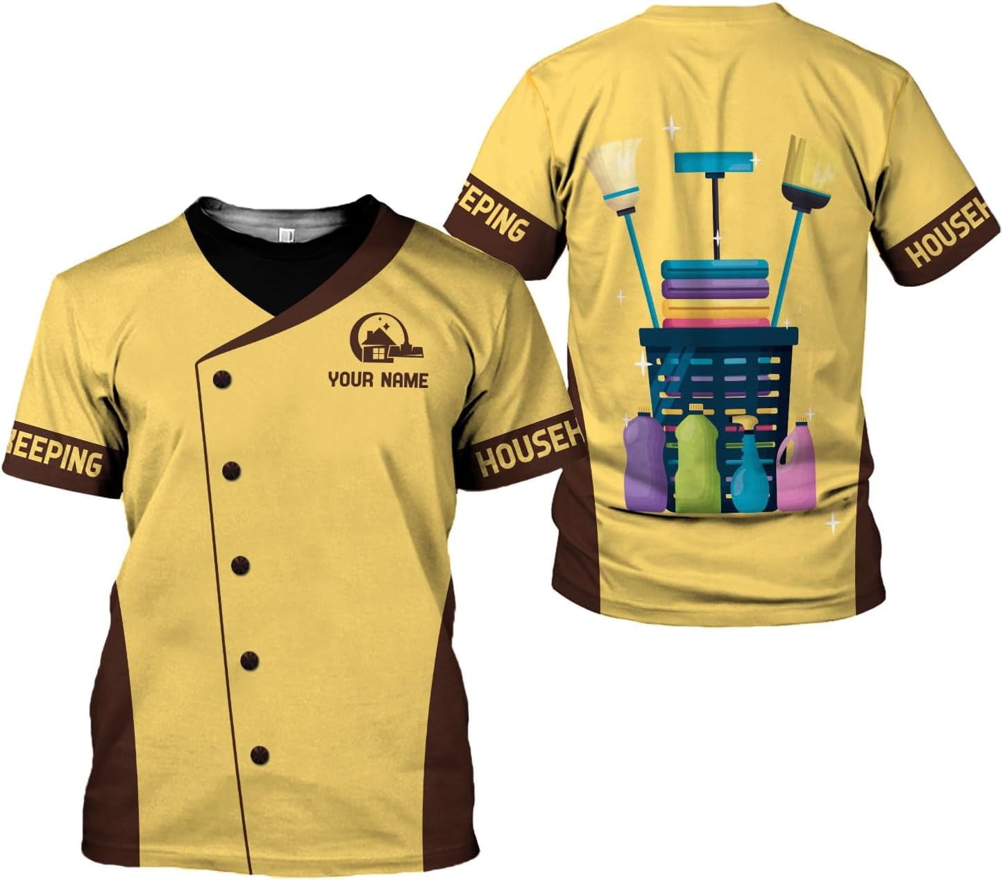 Personalized Housekeeping Shirts, Custom Cleaning Uniforms for Women 3D ...