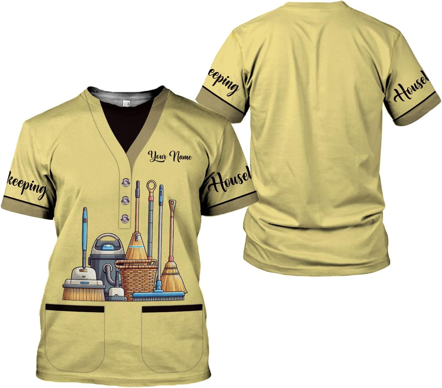 Personalized Housekeeping Shirts, Custom Cleaning Uniforms for Women 3D ...