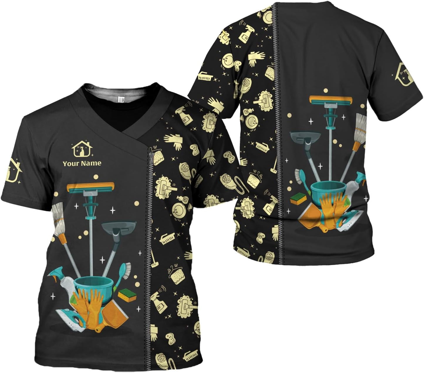 Personalized Housekeeping Shirts, Custom Cleaning Uniforms for Women 3D ...
