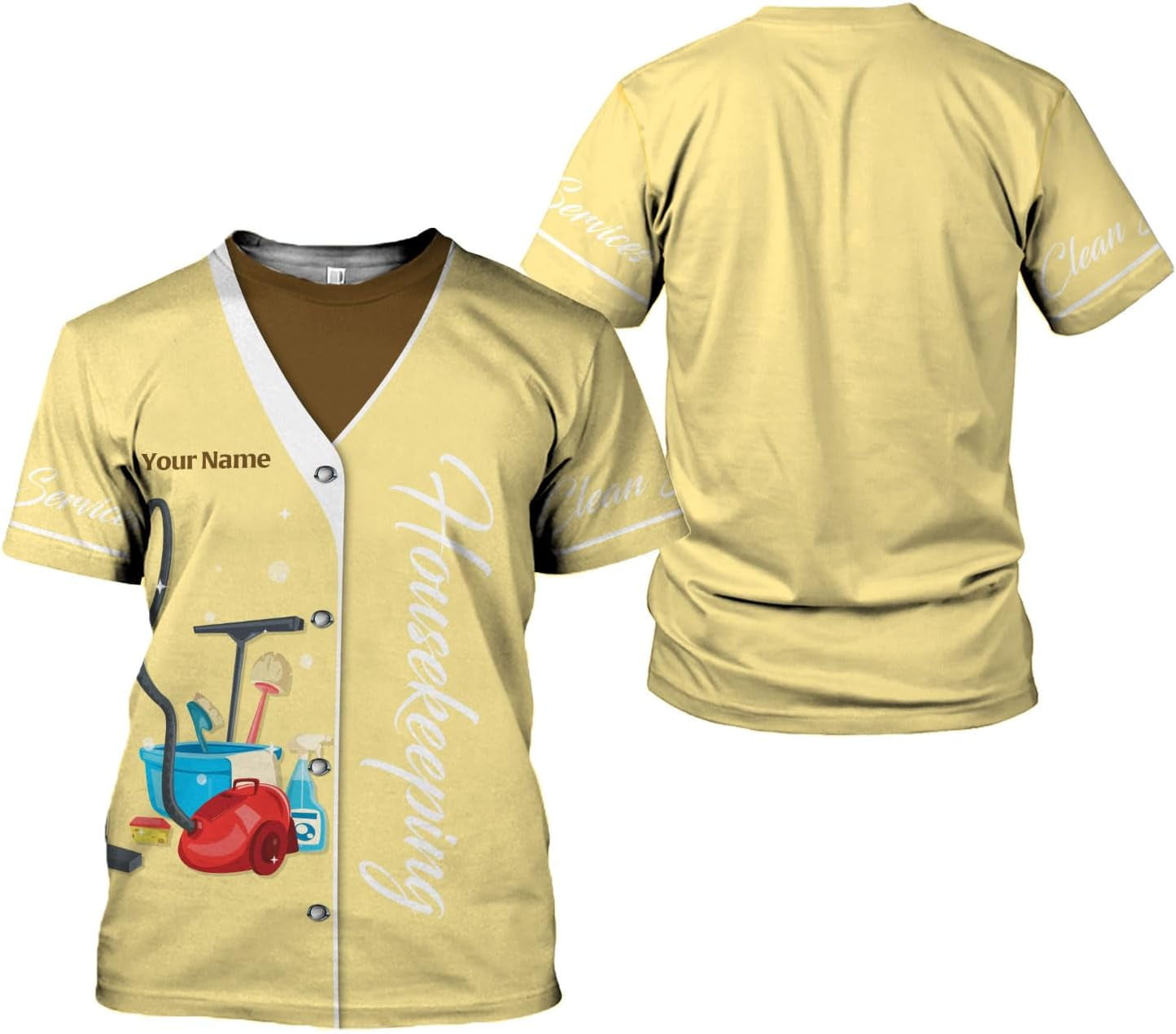 Personalized Housekeeping Shirts, Custom Cleaning Uniforms for Women 3D ...
