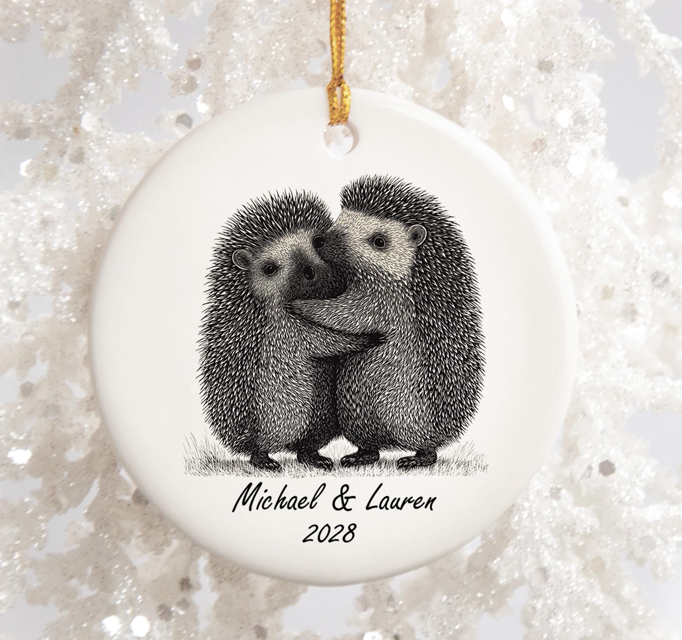 Personalized Hugging Hedgehogs Porcelain Ornament – Couple’s Gift ...