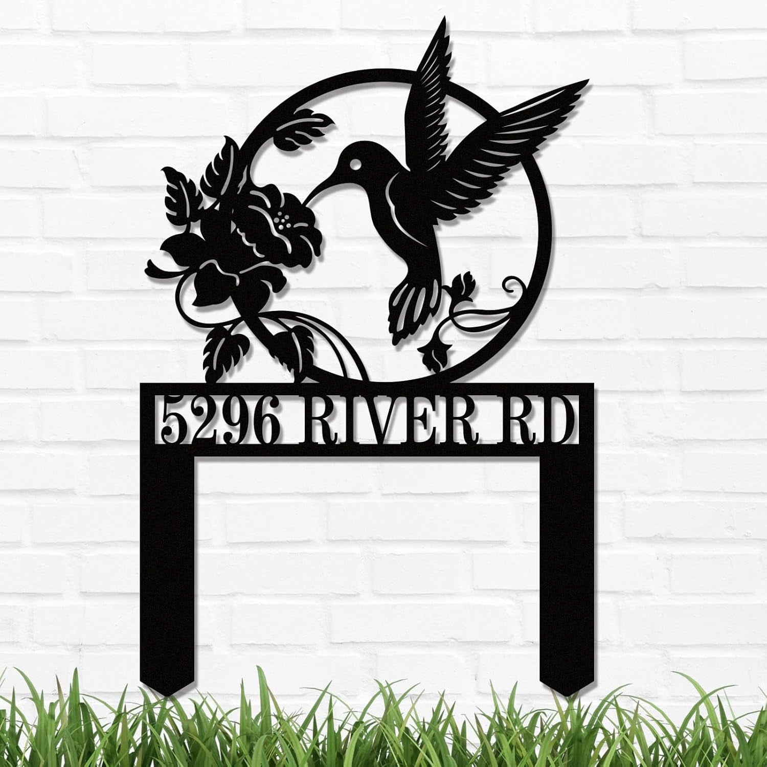 Personalized Hummingbird Metal House Numbers with Stake, Custom House ...