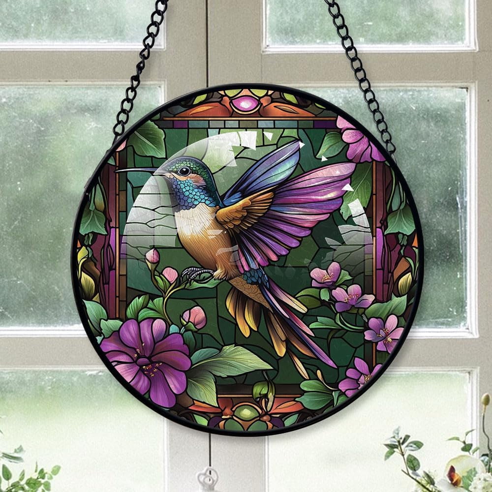 Personalized Hummingbird Stained Glass Suncatcher Artistic Window ...