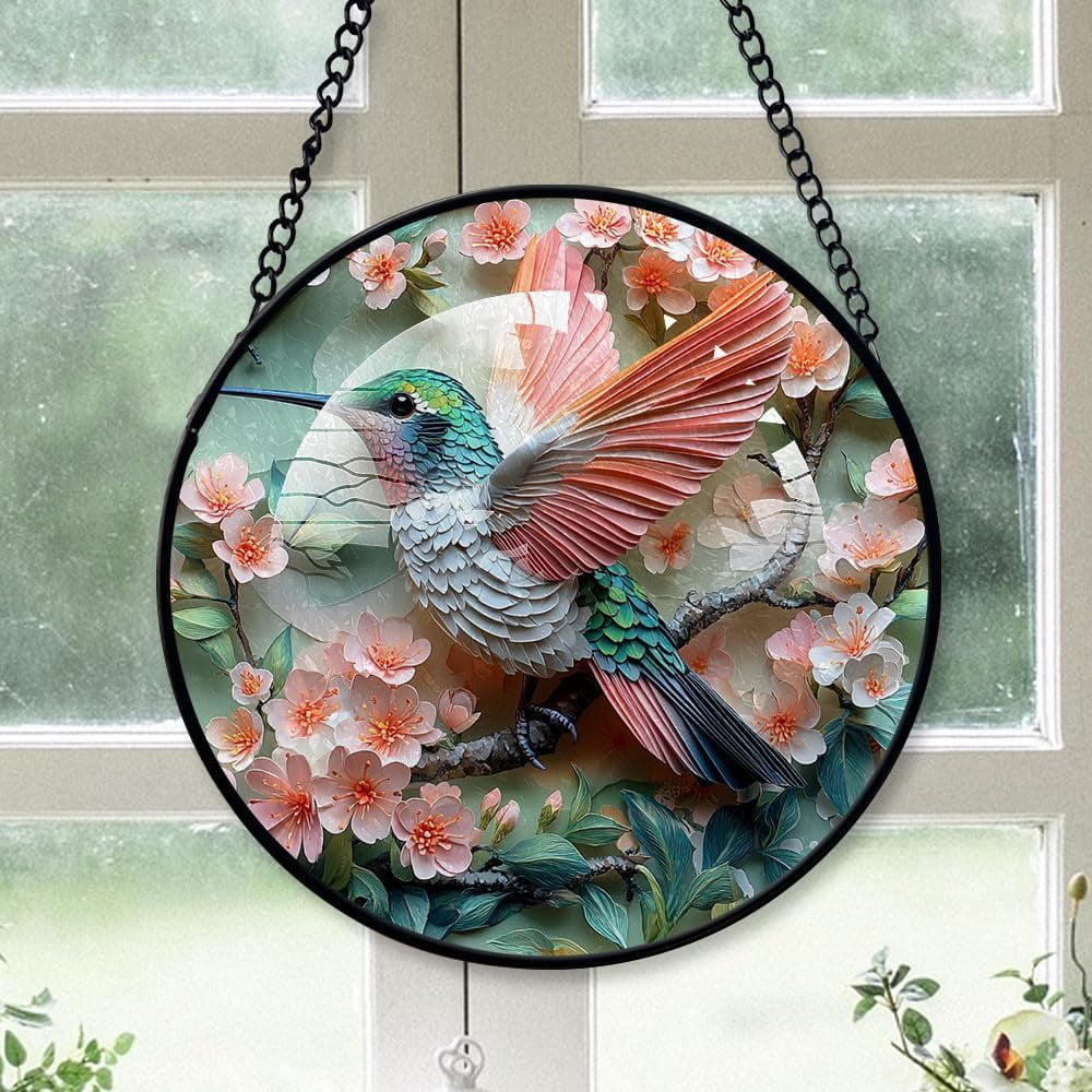 Personalized Hummingbird Stained Glass Suncatcher Artistic Window ...