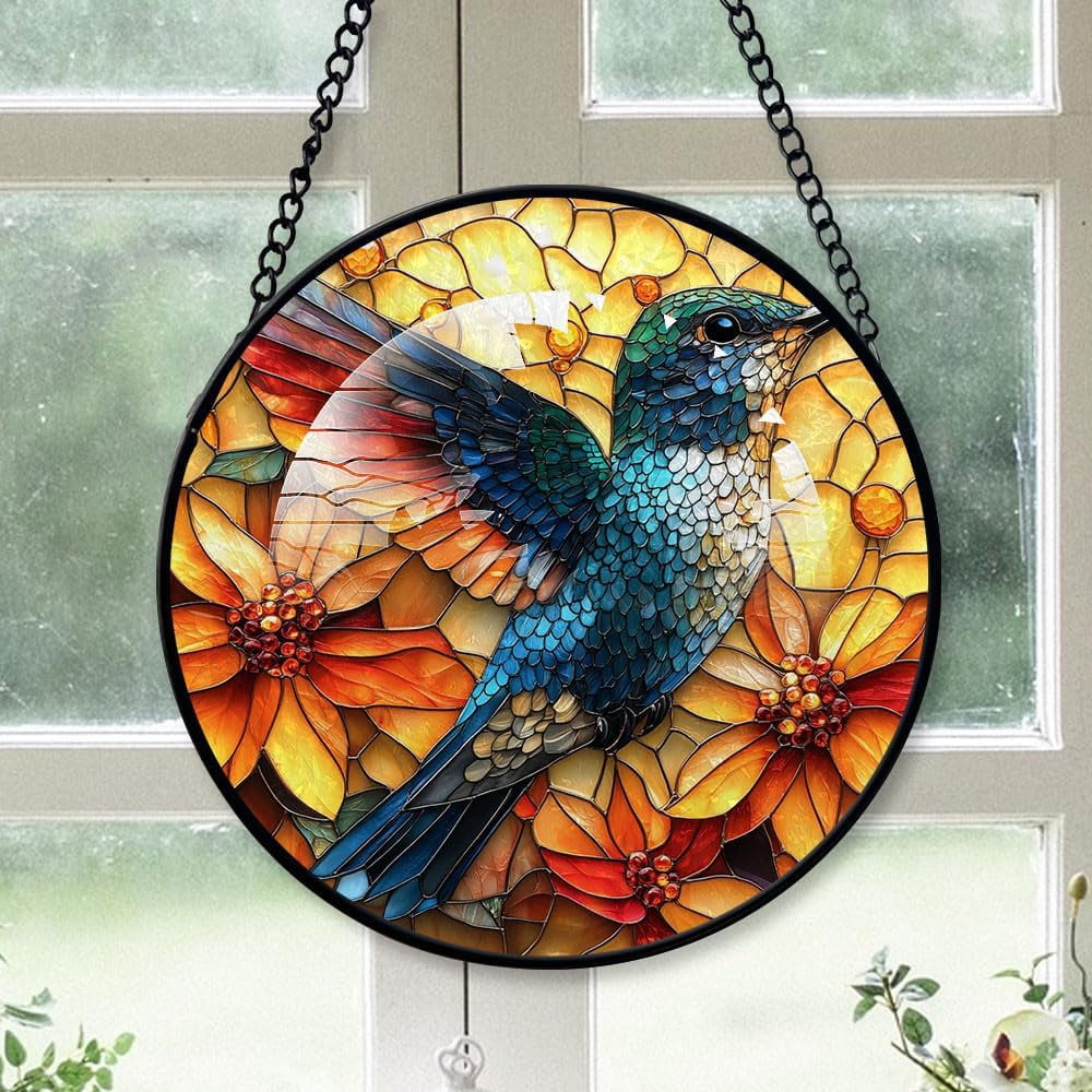 Personalized Hummingbird Stained Glass Suncatcher Artistic Window ...