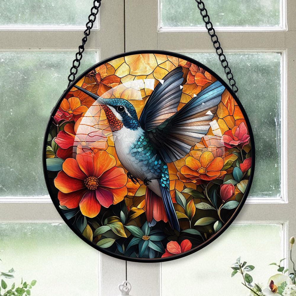 Personalized Hummingbird Suncatcher Stained Glass, Hummingbird Gifts ...
