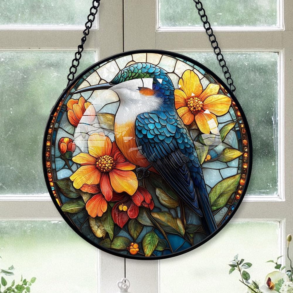 Personalized Hummingbird Suncatcher Stained Glass, Hummingbird Gifts ...
