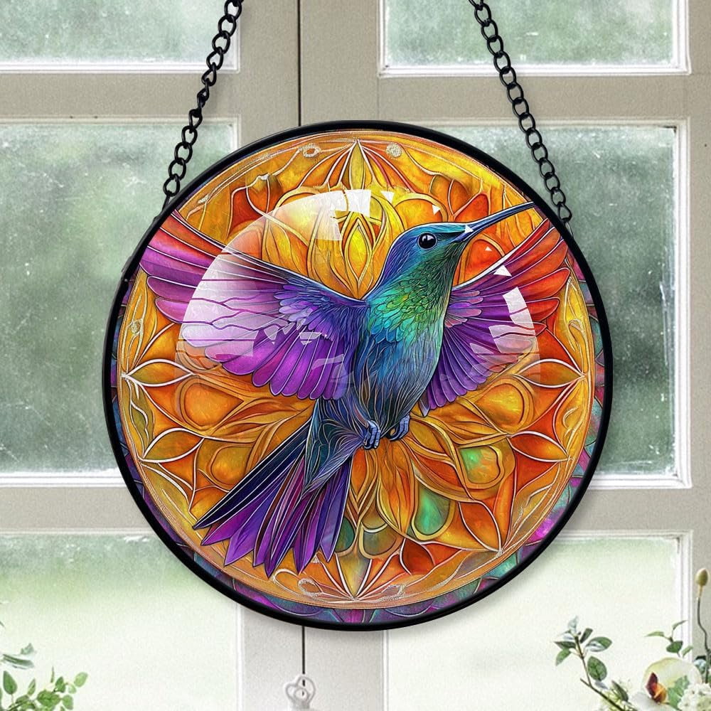 Personalized Hummingbird Suncatcher Stained Glass, Hummingbird ...