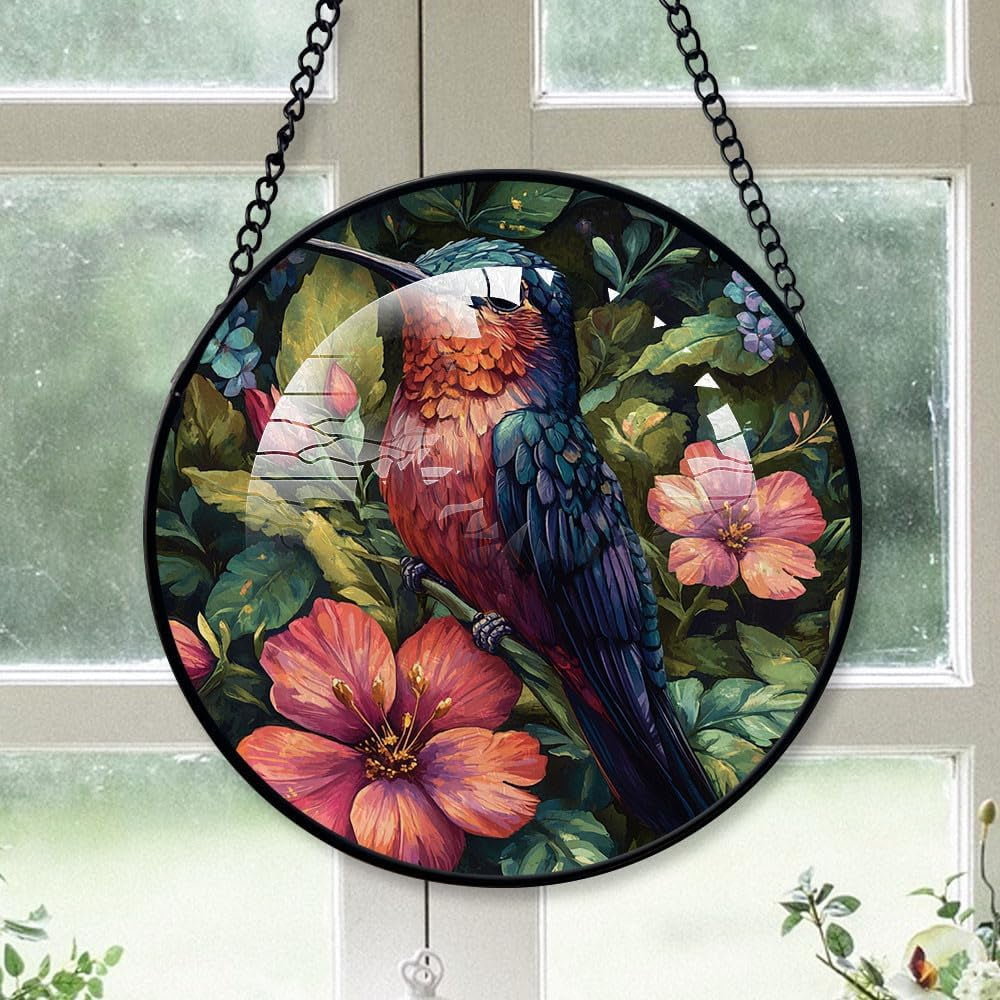 Personalized Hummingbird Suncatcher Stained Glass, Hummingbird ...