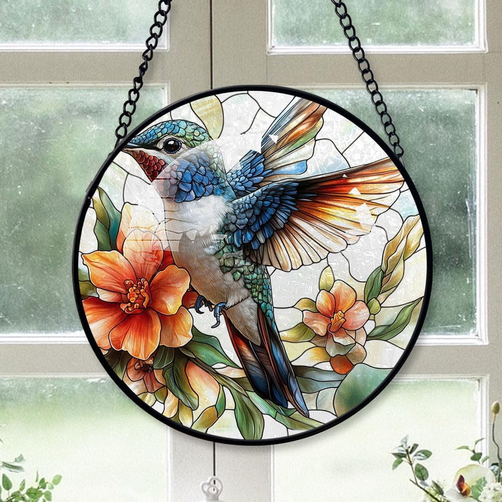Personalized Hummingbird Suncatcher Stained Glass, Hummingbird ...