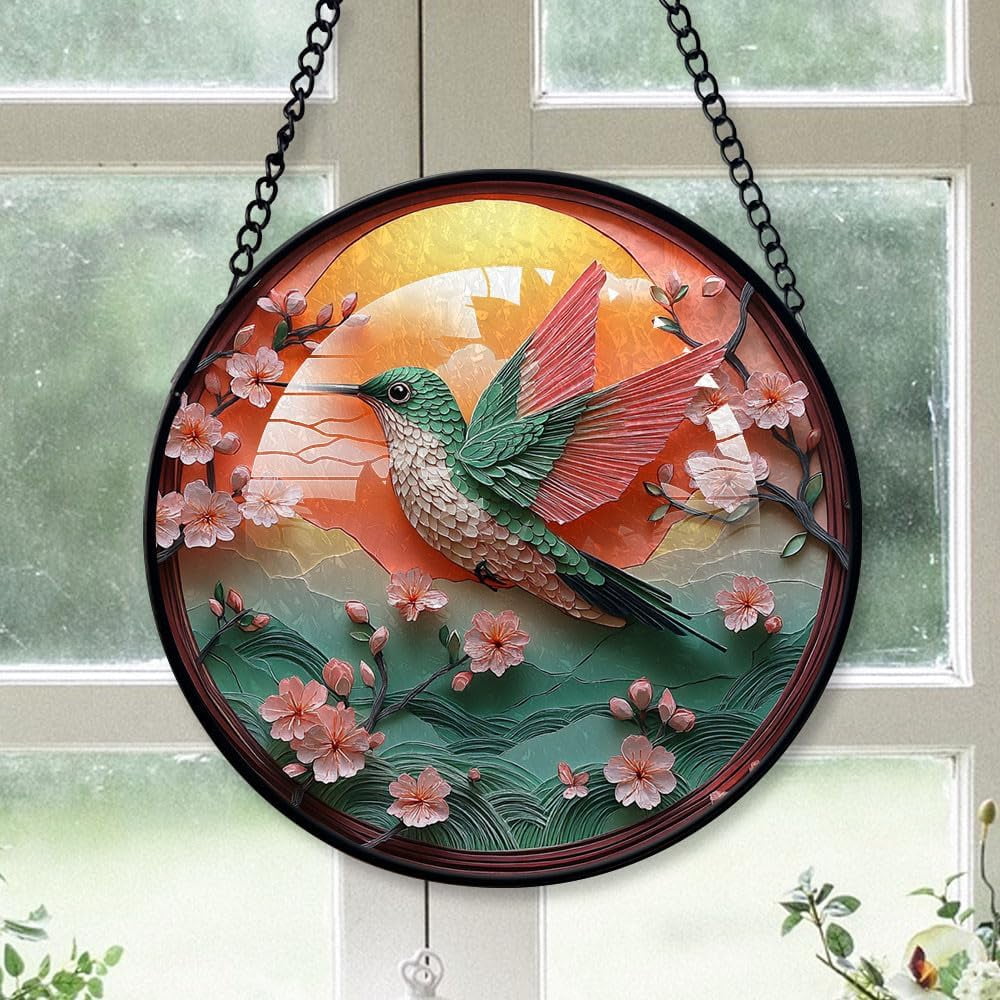 Personalized Hummingbird Suncatcher Stained Glass, Hummingbird ...