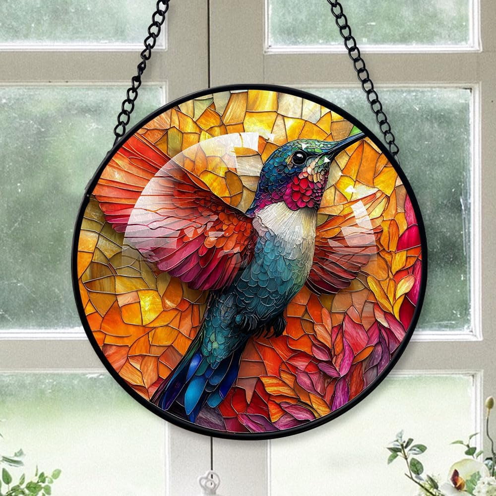 Personalized Hummingbird Suncatcher Stained Glass, Hummingbird Stained ...