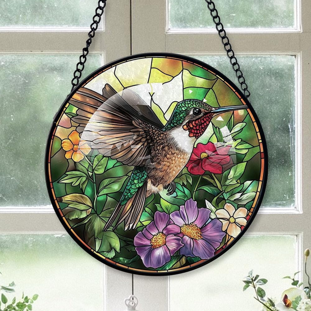 Personalized Hummingbird Suncatcher Stained Glass, Hummingbird Stained ...