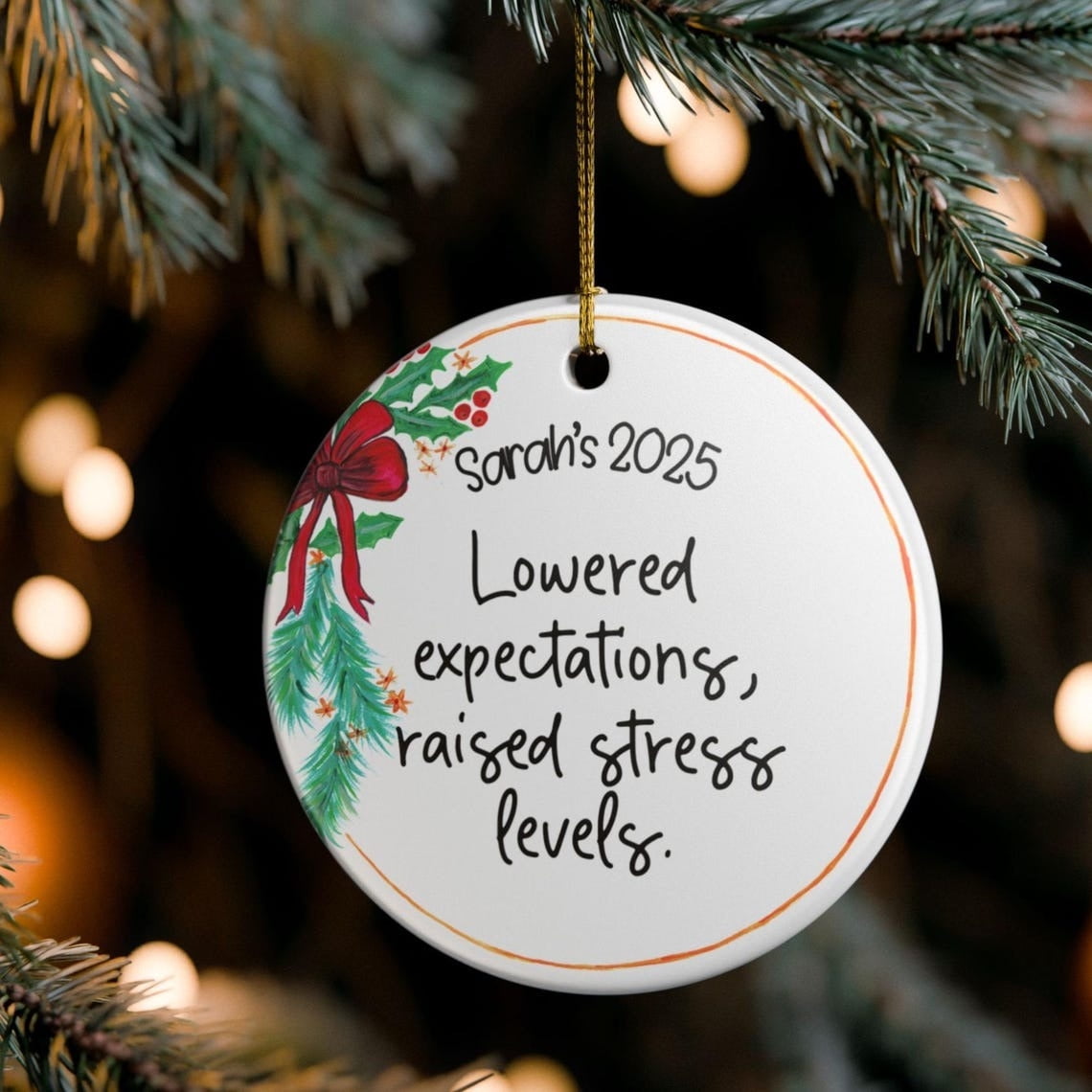 Personalized Humorous 2025 Year In Review Ceramic Ornament, Custom ...