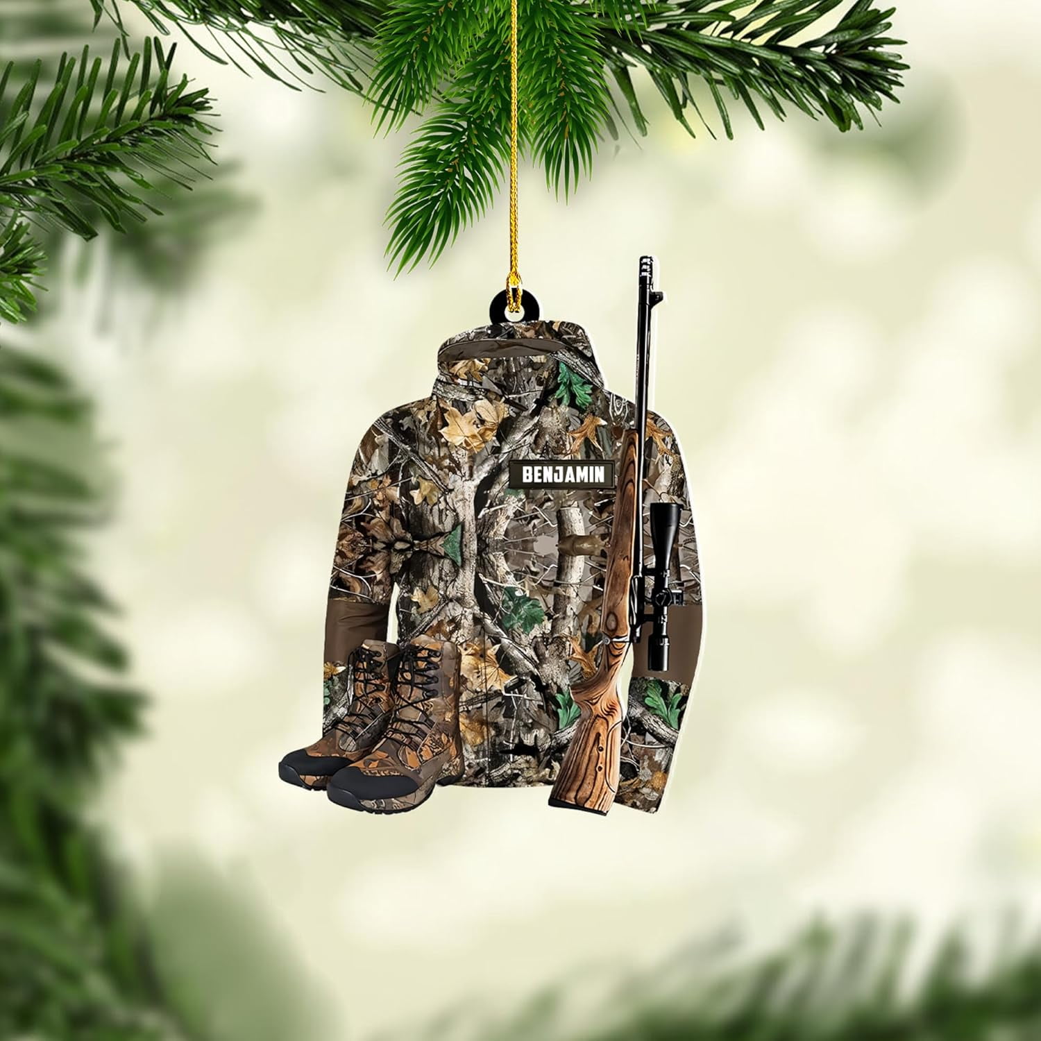 Personalized Hunting Ornament, Hunter Vest Ornament, Custom Hunting ...