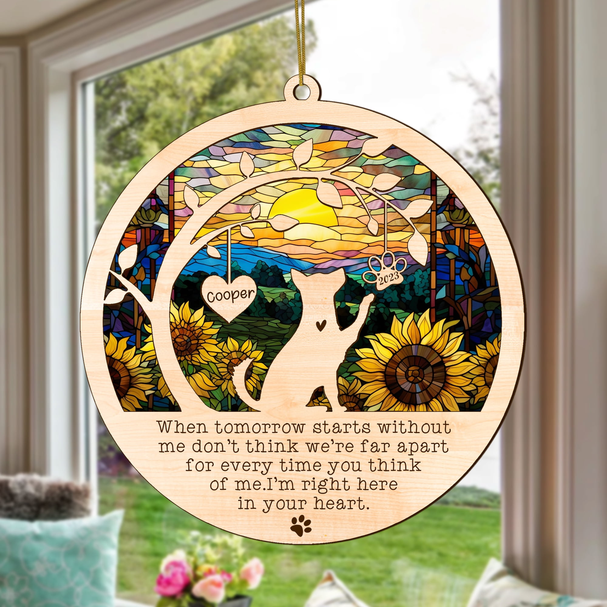 Personalized Husky Dog Tree Memorial Suncatcher, Pet Loss Sympathy ...