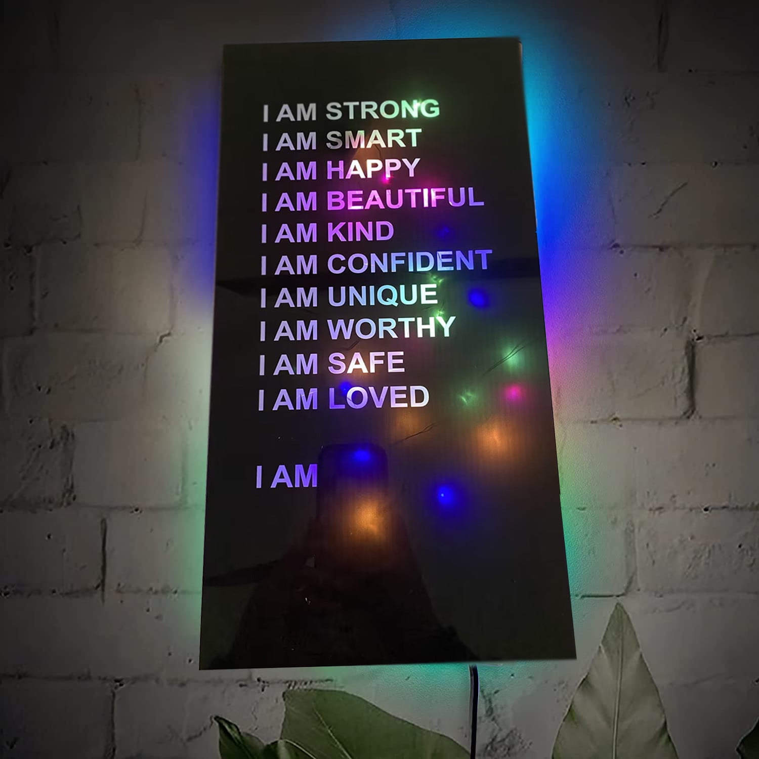 Personalized I AM Affirmations Name Mirror, LED Light Up Mirror ...