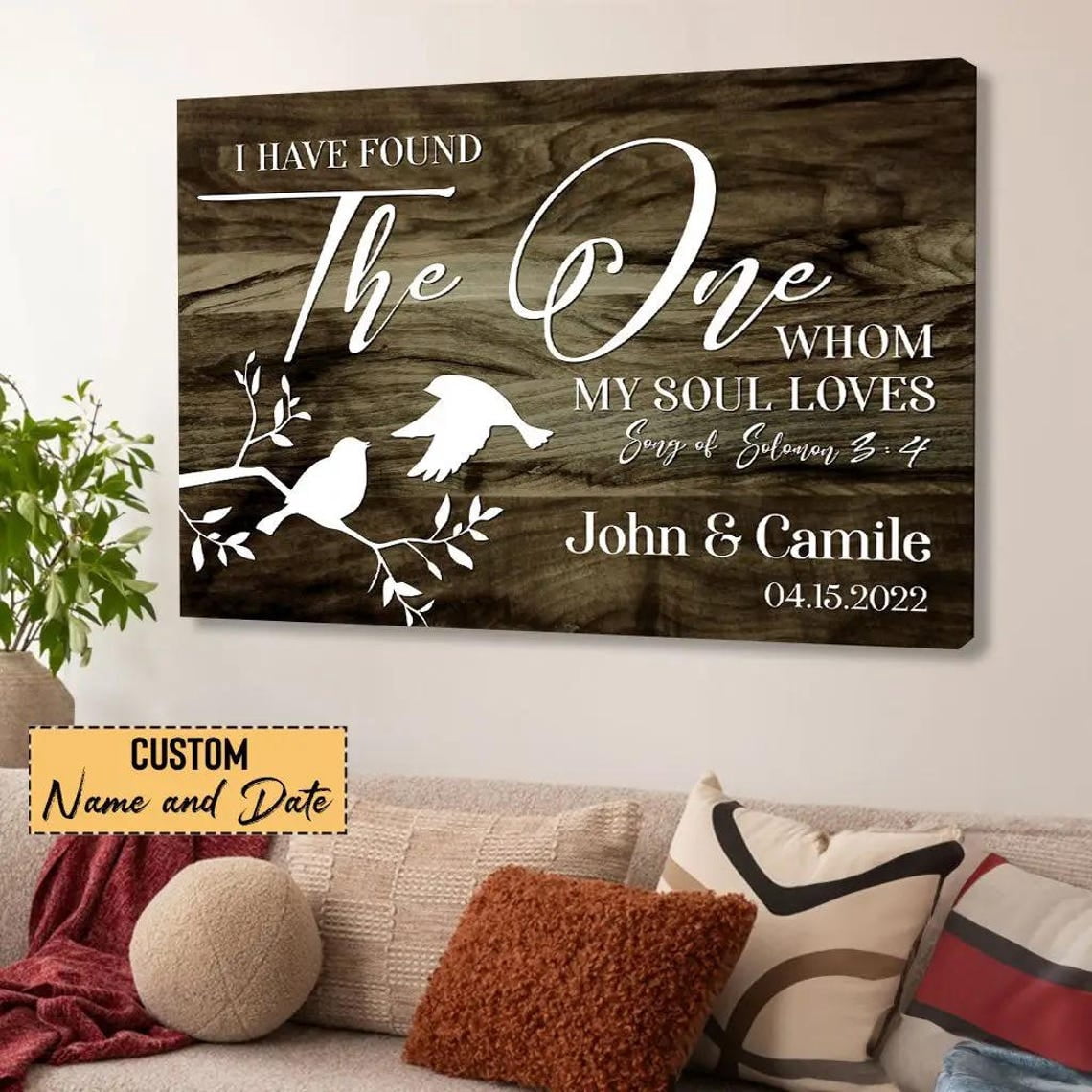 Personalized 'I Have Found The One Whom My Soul Loves' Wall Art Canvas ...