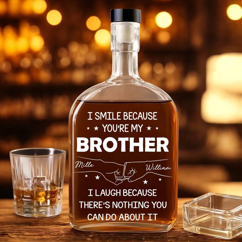 Personalized I Smile Because You're My Brother Spirits Decanter - Funny ...