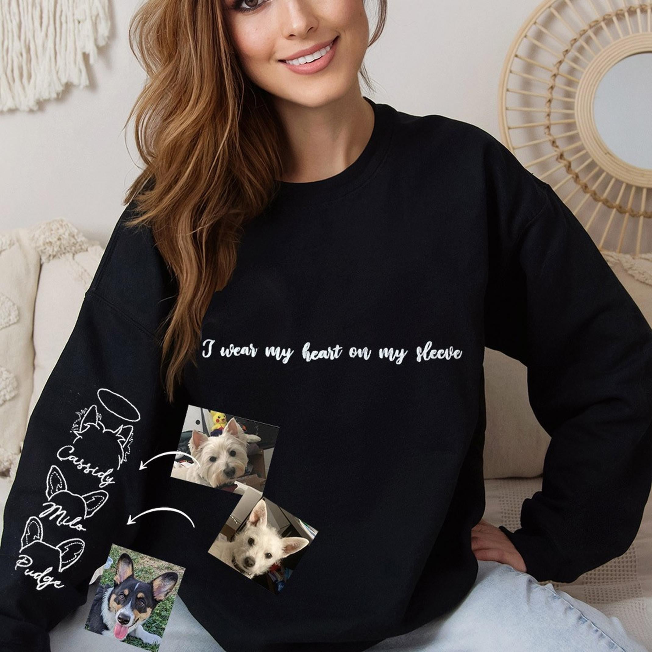Personalized I Wear My Heart on My Sleeve With Ear Outline Sweatshirt ...