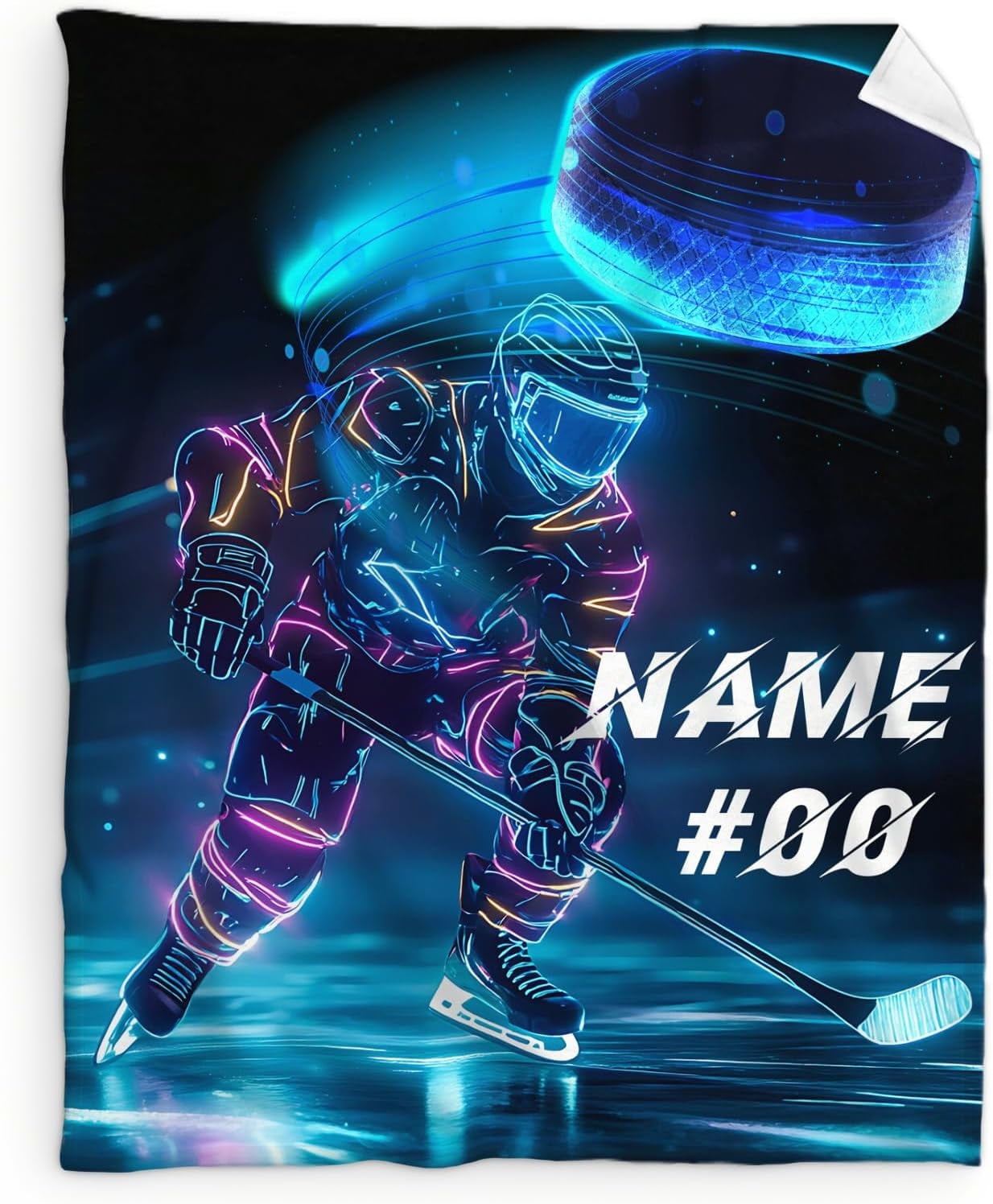 Personalized Ice Hockey Blanket, Sports Blanket, Cool 80 x 60 Inches ...