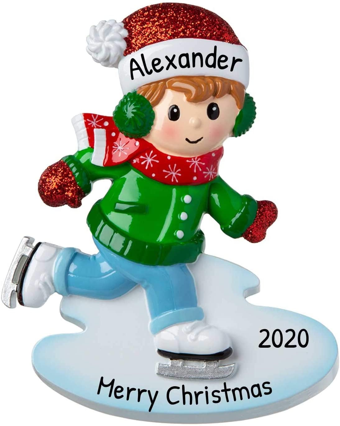 Personalized Ice Skate Ornament 2025 - Boy Ice Skater Ornament Roller ...
