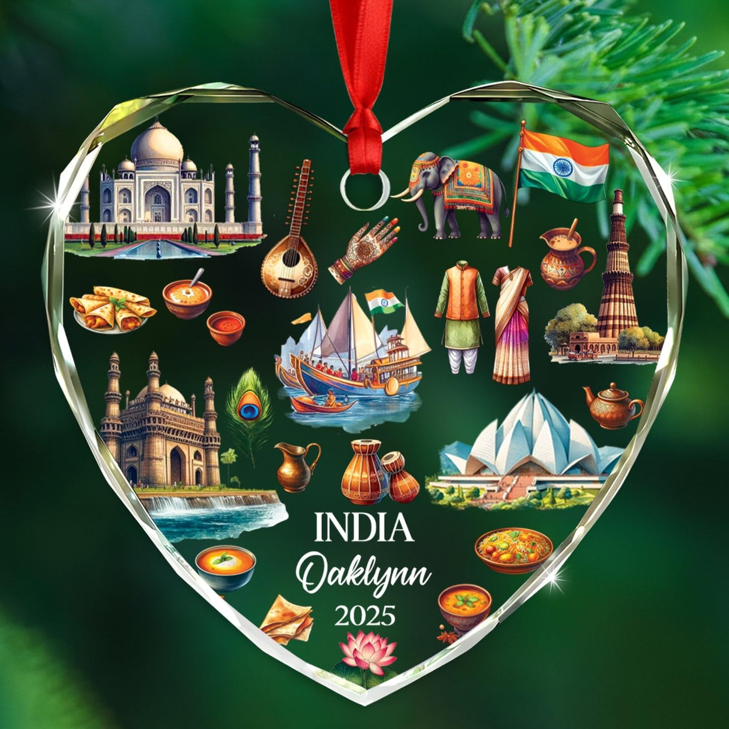 Personalized Indian Landmarks Keepsake Xmas Tree Decor 2025, Custom ...
