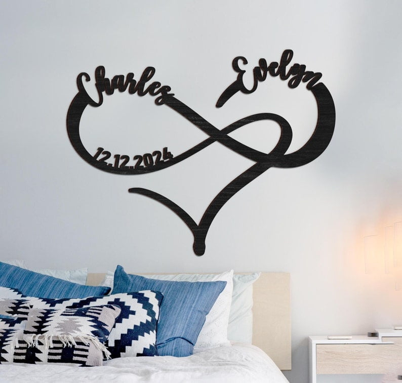 Personalized Infinity Heart Sign With Names & Date – Custom Wedding ...