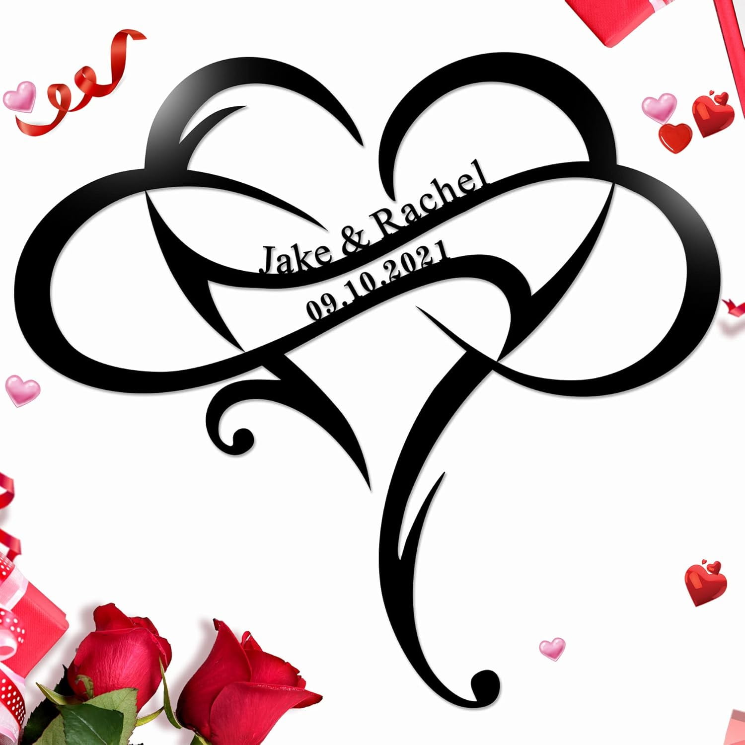 Personalized Infinity Symbol，Love Sign with Heart and Custom Love Metal ...