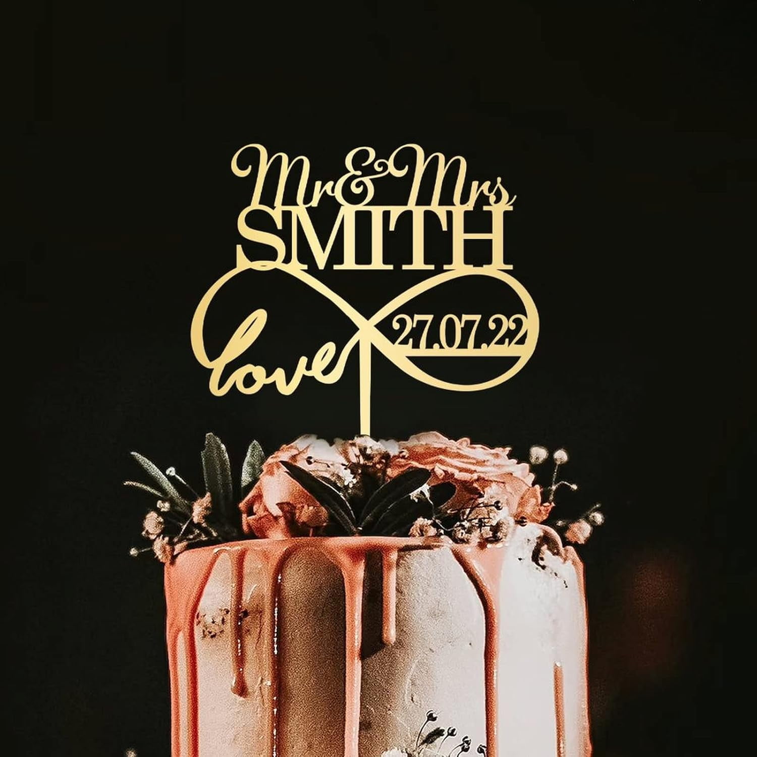 Personalized Infinity Symbol Mr & Mrs Wedding Cake Topper Customized ...