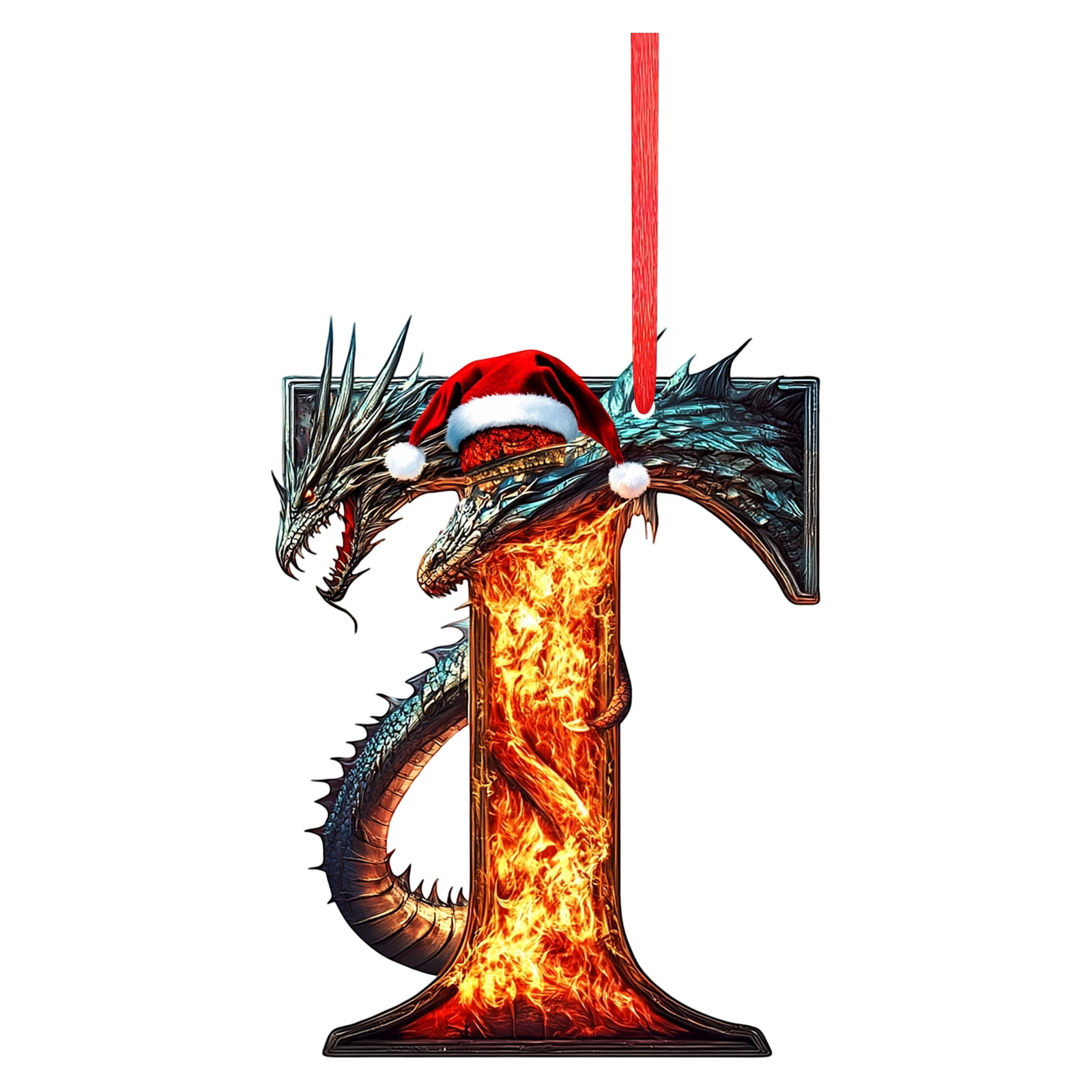 Personalized Initial A-Z Christmas Ornament Dragon Design Holiday ...