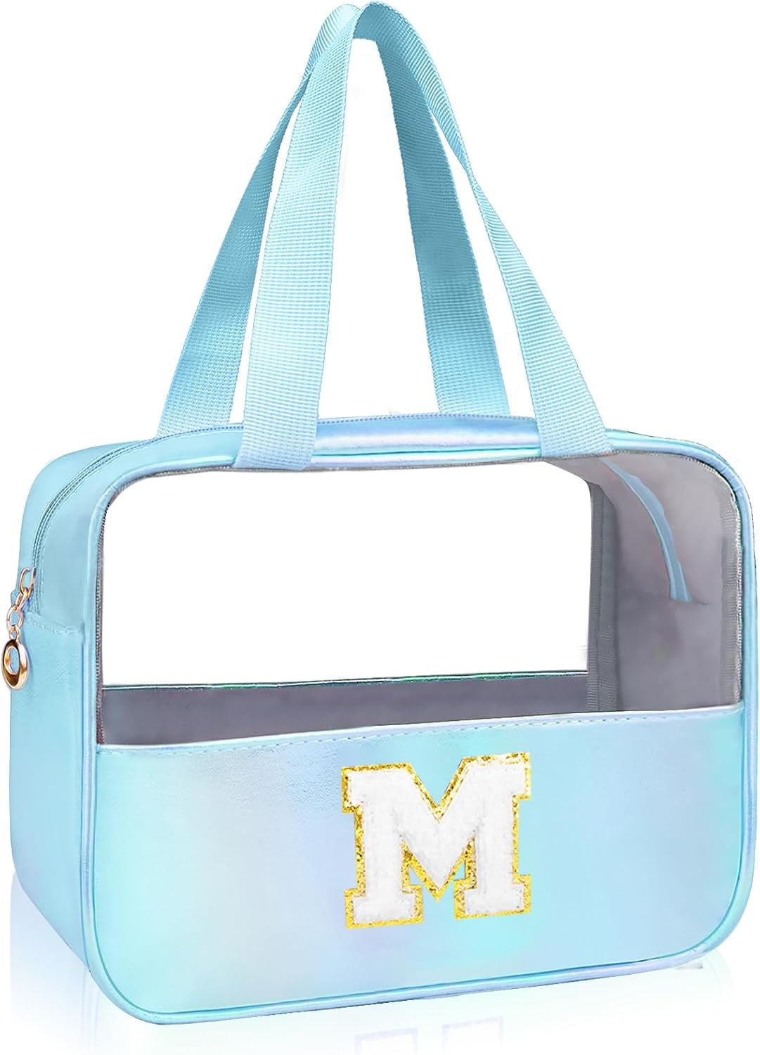 Personalized Initial Clear Makeup Bag Blue Cosmetic Bag Set Large ...
