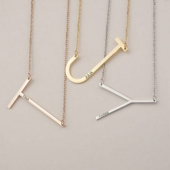 Personalized Initial Letter Necklace with Custom Engraving - Custom ...