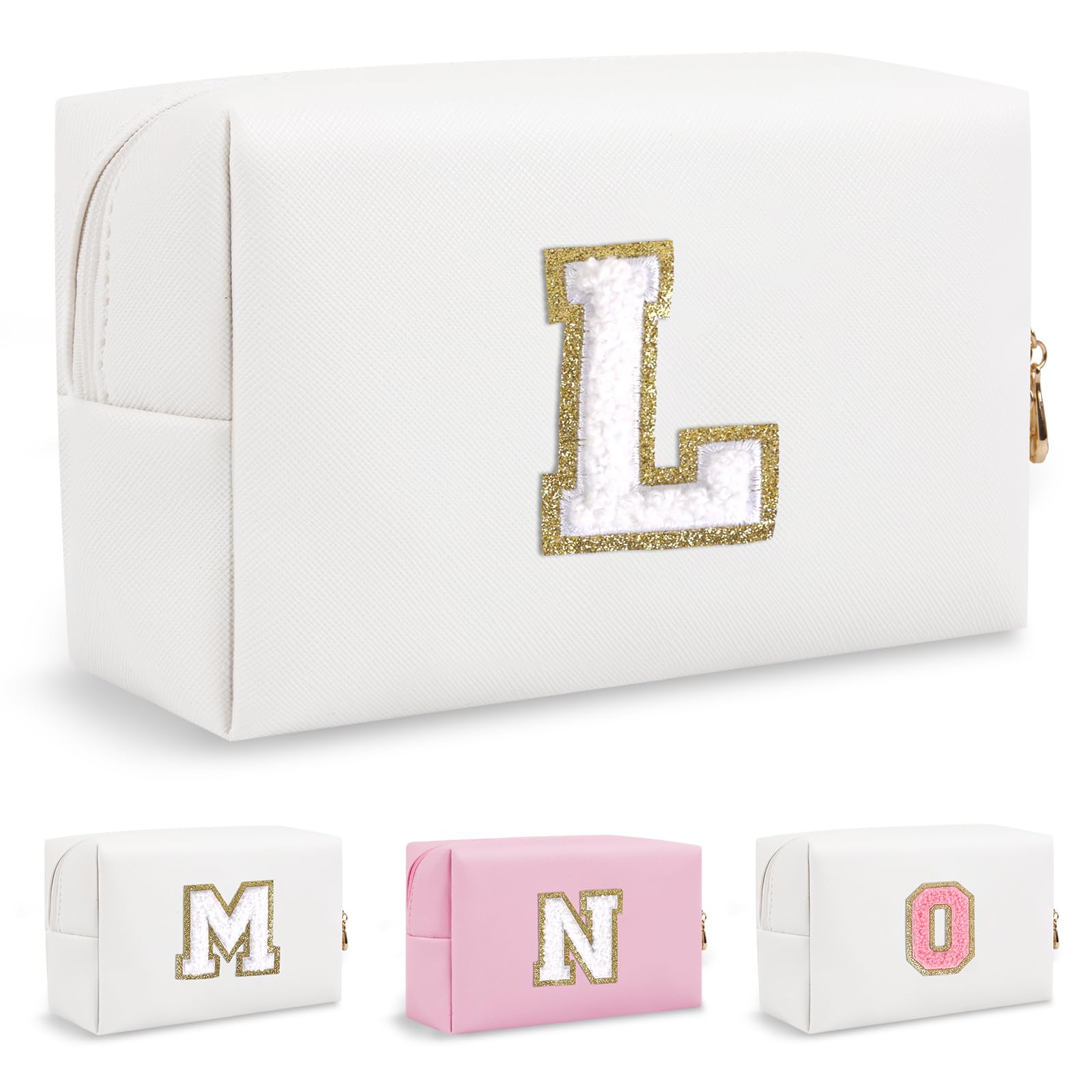 Personalized Initial Preppy Travel Makeup Bag Organizer, Small White ...