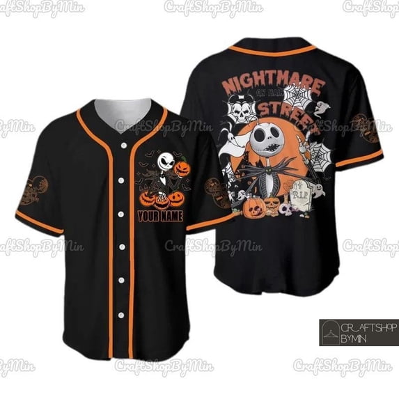 Personalized Jack Skellington Halloween Baseball Jersey Nightmare ...