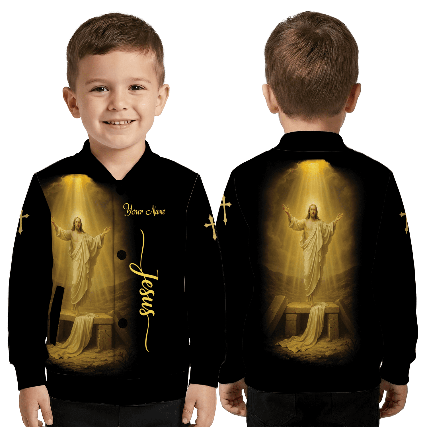 Personalized Jesus Ascension Golden Light Coat, Christian Resurrection ...