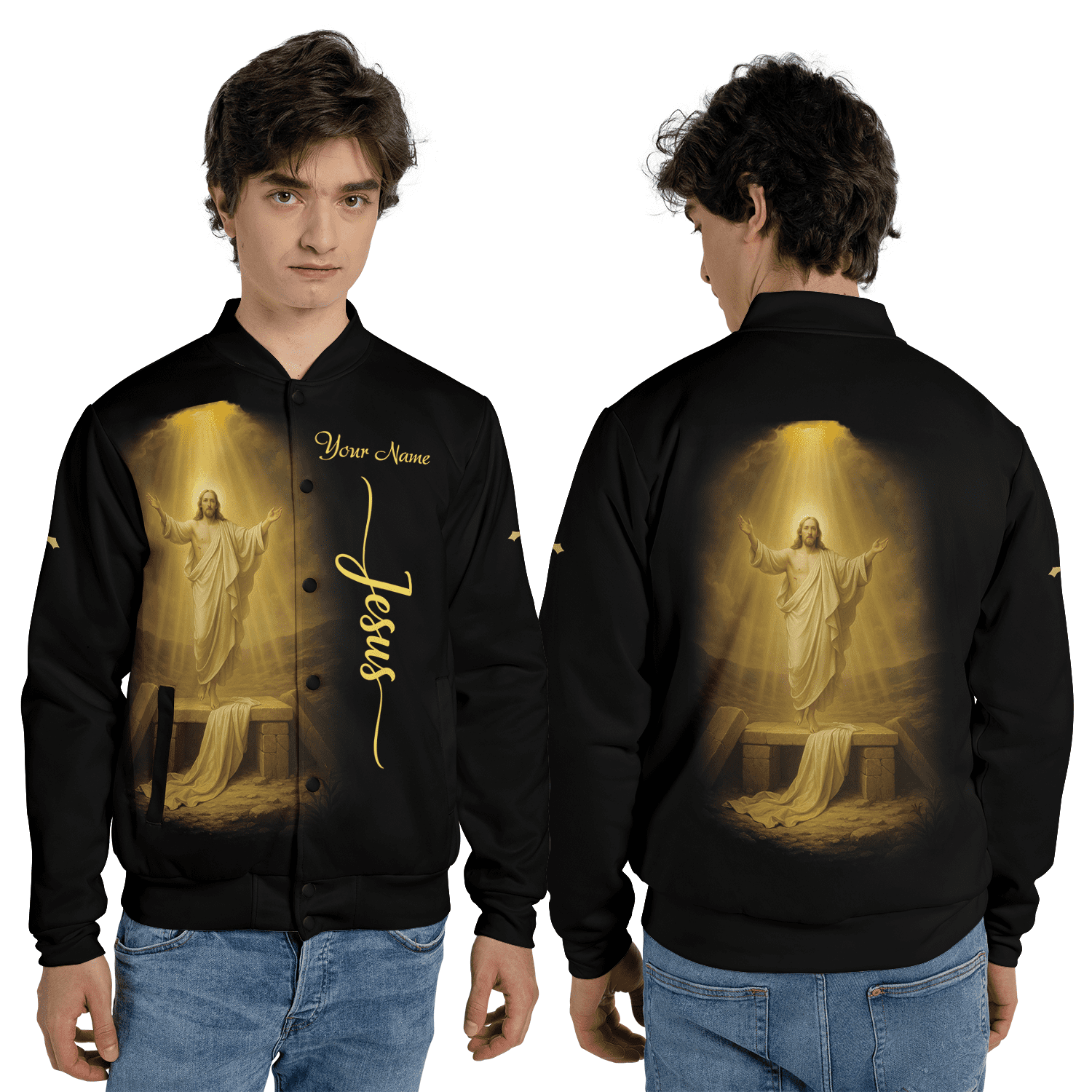 Personalized Jesus Ascension Golden Light Coat, Christian Resurrection ...