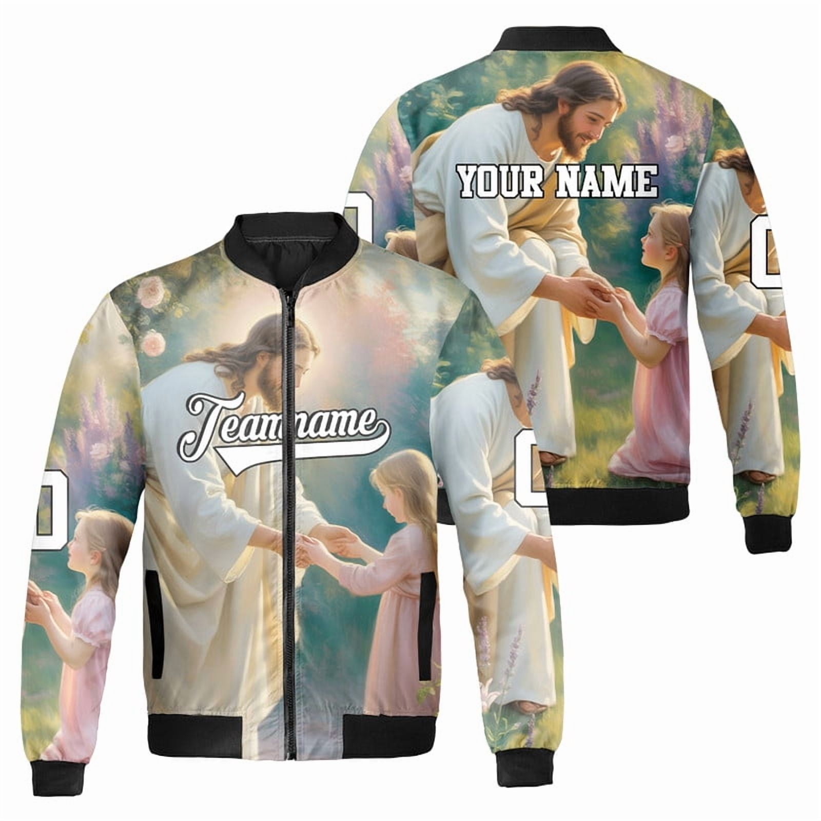 Personalized Jesus and Child Bomber Jacket - Custom Religious Jacket ...