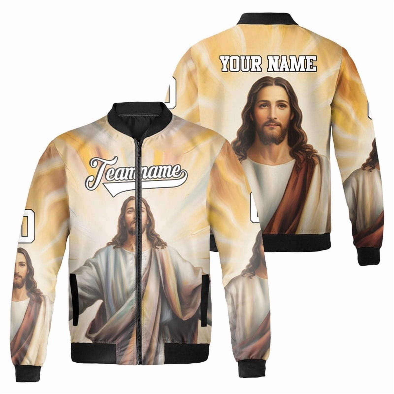 Personalized Jesus Christ Bomber Jacket – Glorious Religious Zip Up ...