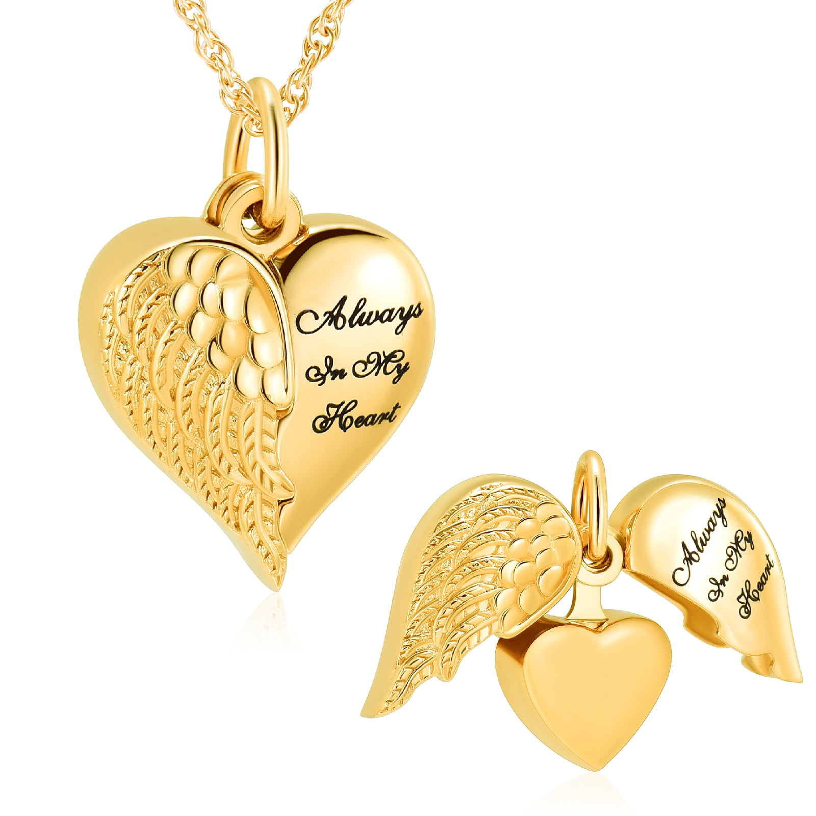 Personalized Jewelry Openable Heart Wing with Little Heart Urn for ...