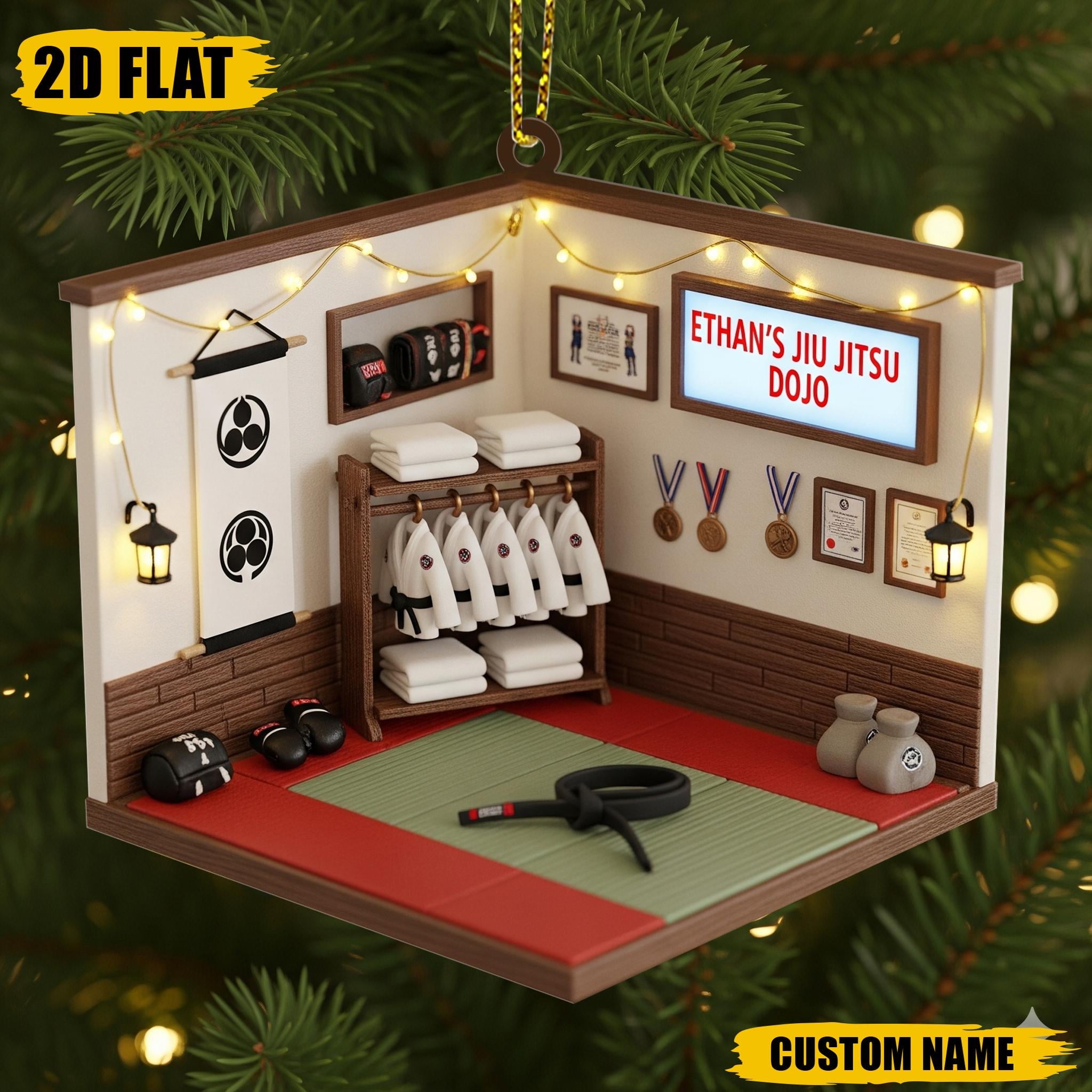 Personalized Jiu Jitsu Ornament , Custom Name 2D Flat Acrylic Dojo ...