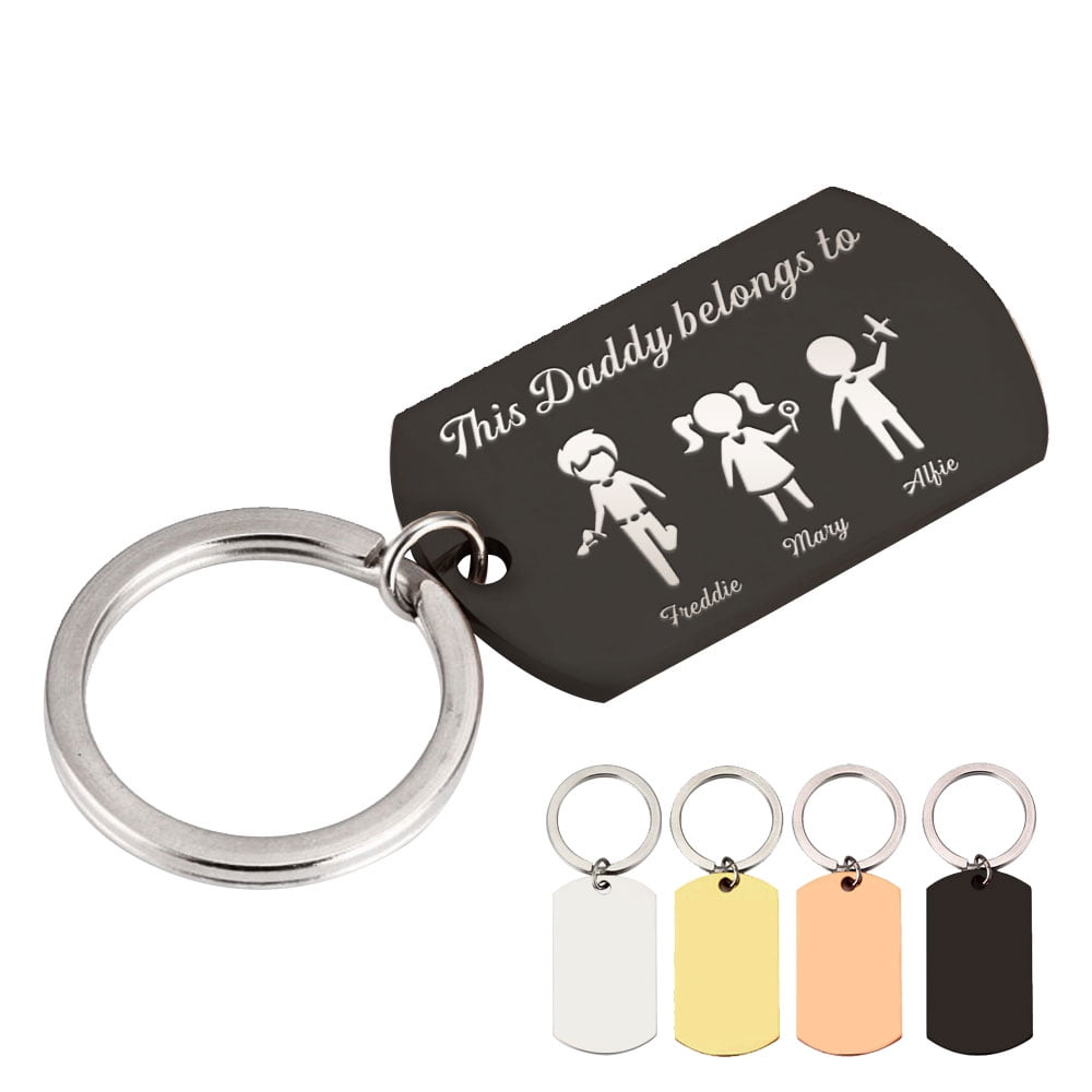 Personalized Keychain, Custom Engraved Family Portrait Keyring Key Tags ...