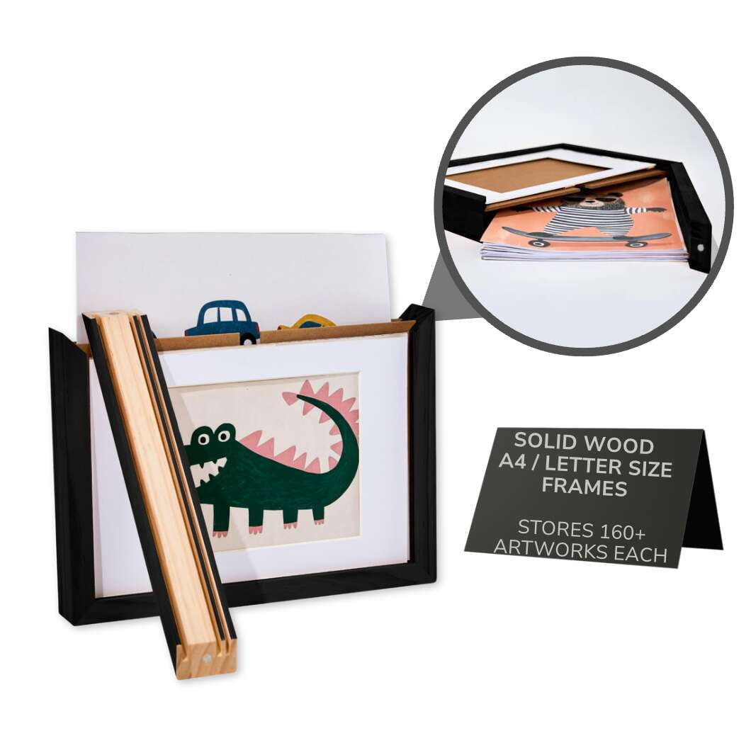 Personalized Kids Art Frame Keepsake | 100% Real Wood | Magnetic Easy ...