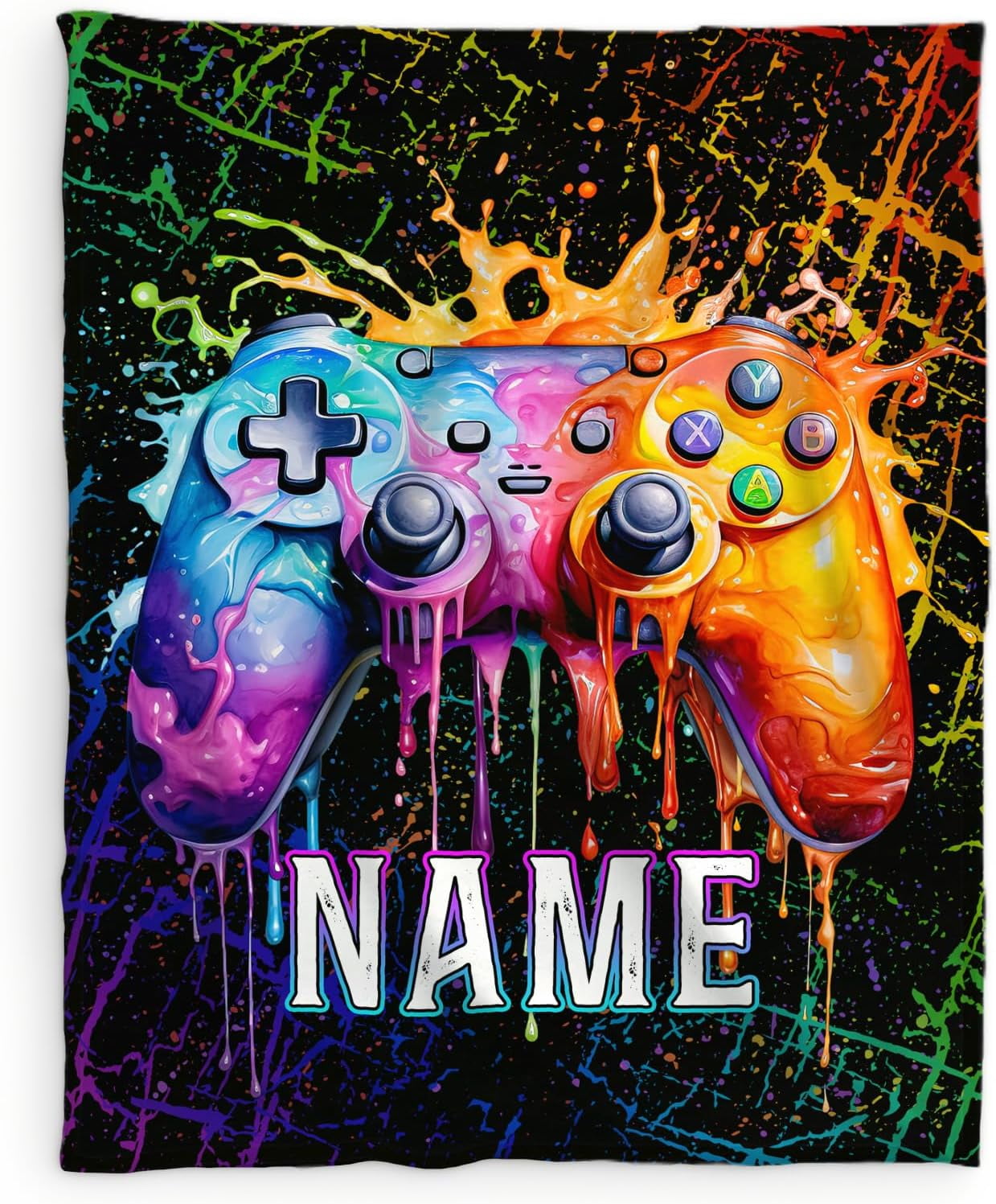 Personalized Kids Boys Gaming Blanket - 80x60 Inches Twin Size Blanket ...