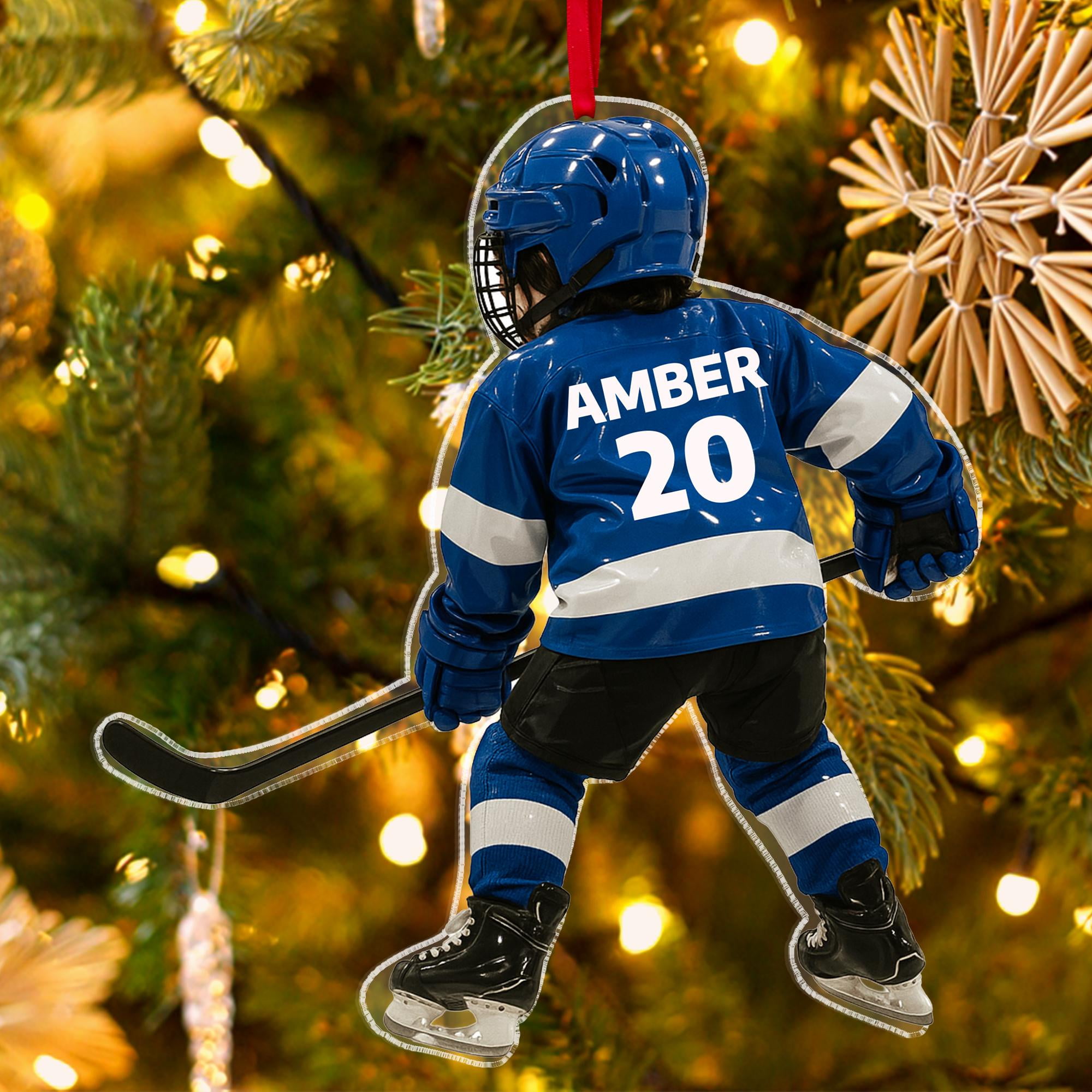 Personalized Kids Hockey Player 2D Flat Acrylic Ornament 2025 + Custom ...