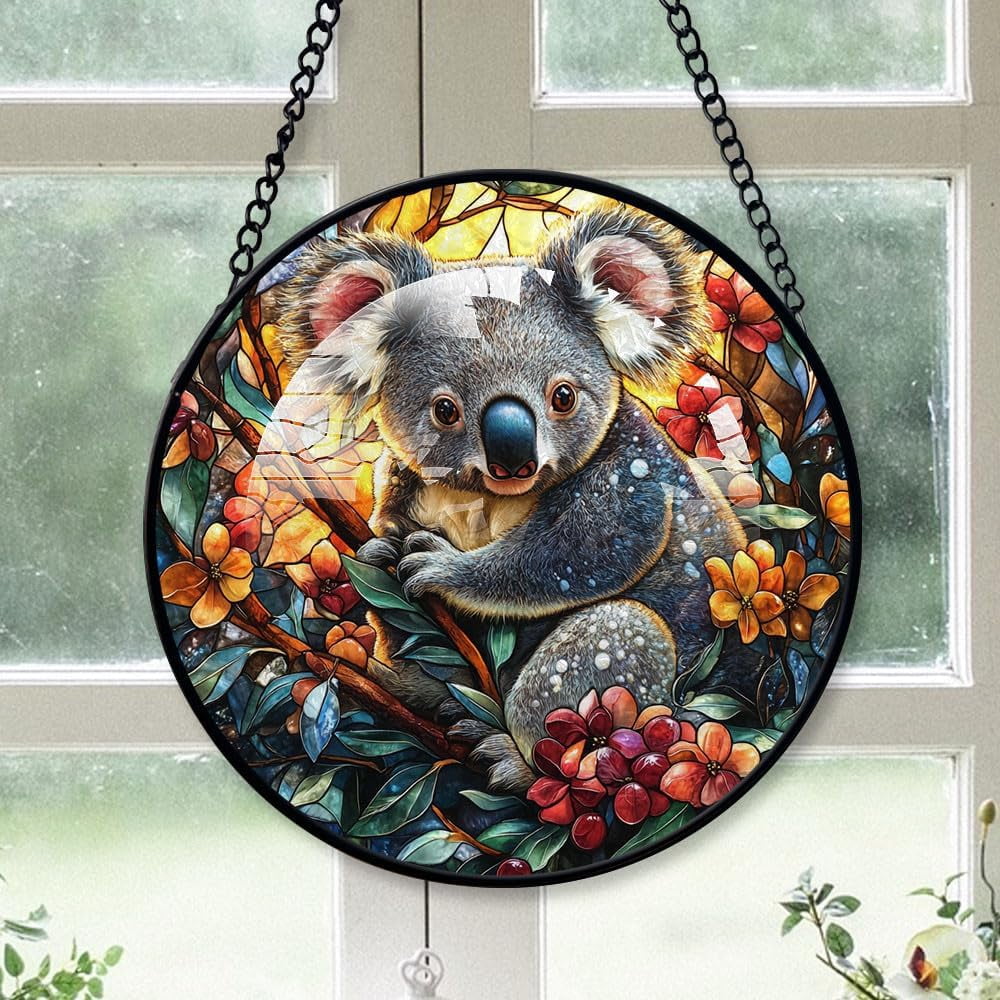 Personalized Koala Suncatcher Stained Glass, Koala Stained Glass Window ...